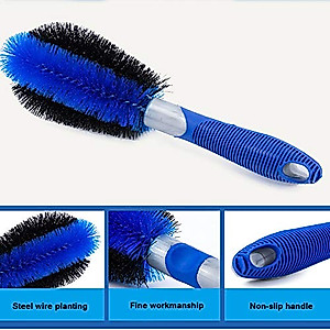 3pcs/Set Blue Long Brush for Rims and Tires Brush for Car Tire Brushes for Cleaning Wheels Wash Brush with Handle Supplies Special Tools for Auto Wash Brush Motorcycle Accessory Offroad Cleaning Pole