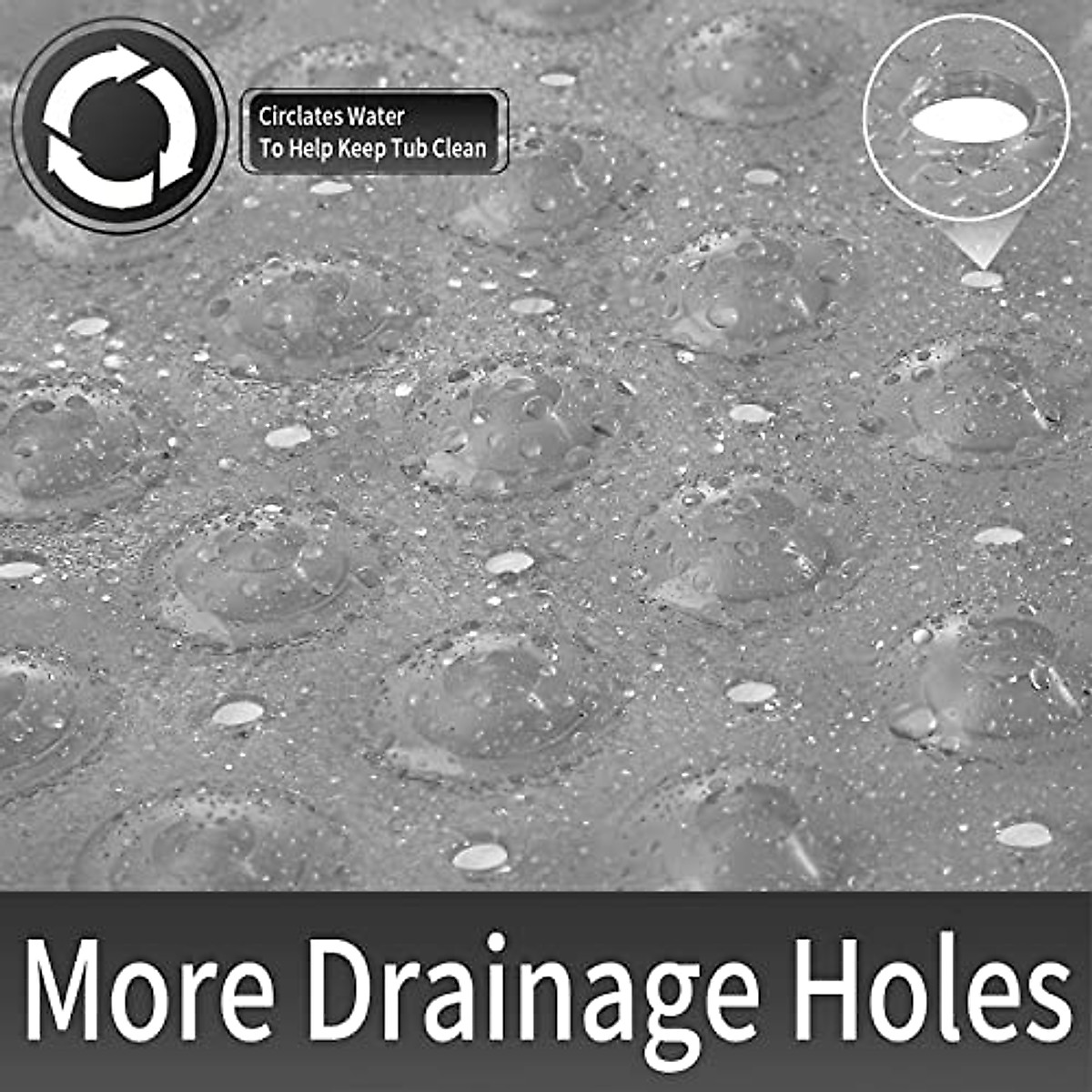 Yimobra Shower Bathtub Mat Non Slip, 21x21 Inch, Soft Square Bath Mat for Tub with Suction Cups and Drain Holes, Stall Floor Mats for Bathroom, Machine Washable, Bathroom Accessories, Clear Gray