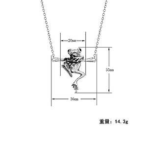 Caiyao Cute Hanging Frog Pendant Necklace Vintage Silver Plated Funny Animal Necklace for Women Men(Vintave)