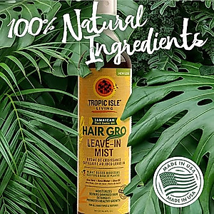 Tropic Isle Living Jamaican Black Castor Oil Daily Hair Gro Leave-in Conditioning Mist & Detangler 8oz | Paraben & Sulfate FREE | All Hair Types | Restores Moisture & Gently Detangles