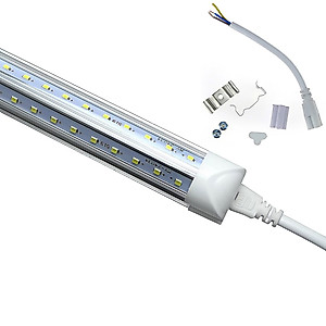 JOMITOP 6FT Integrated Led Light 56W (120W Equivalent), V-Shape Shop Light Fixture, Plug and Play, Clear Cover, Cold White 6000K, AC85-265V - Pack of 25 Units