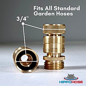 Quick Connector Garden Hose Fittings (2 Pack) - Leak Free - 3/4" Snap-On Water Hose Adapter for Quick Release - Solid Brass - Quick Connection Garden Hose Connectors