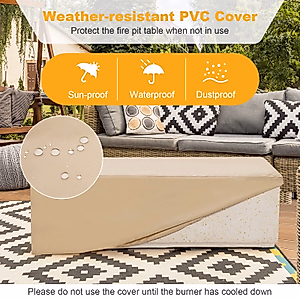 Tangkula 50,000 BTU Outdoor Fire Pit Table, 42" Rectangle Terrazzo Propane Gas Fire Table with Auto-Ignition, Stainless Steel Burner, Lava Rocks & Rain Cover for Patio Backyard Poolside, CSA Certified