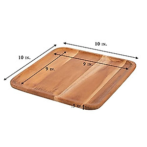 GoCraft Square Wooden Serving Platter | Teak Wood Platter, Serve Board | Charcuterie Platter - 10"
