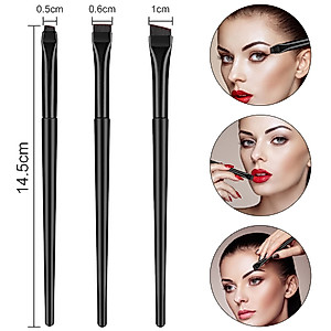 AQUEEN Eyeliner Brush-3 PCS Precision Gel Fine Eyeliner Brush-Ultra Thin Flat and Angled Eyeliner Brush, Premium Quality Soft Eyeliner Brushes for Makeup Tools.(Black)