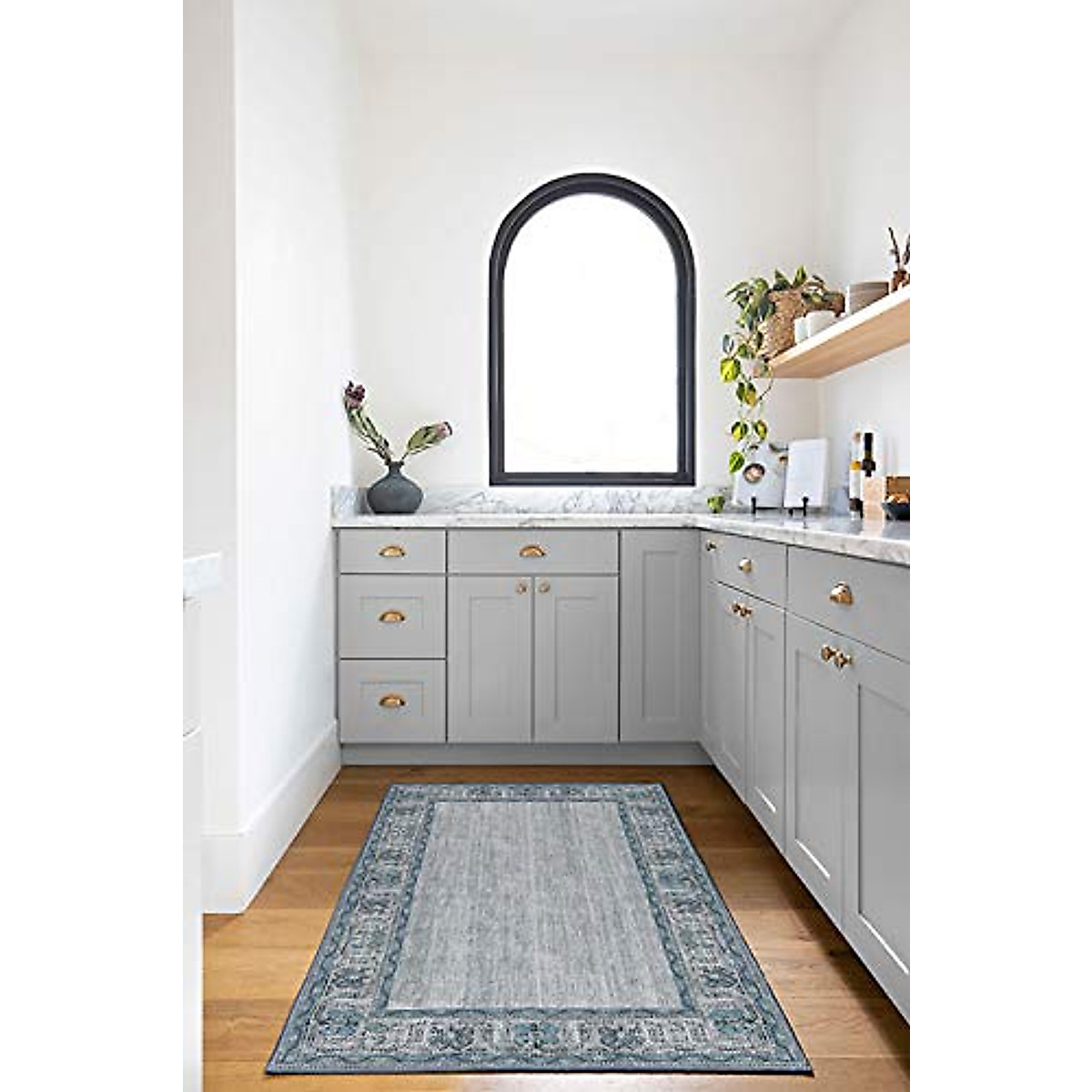 RUGGABLE Zinnia Washable Rug - Perfect Boho Area Rug for Living Room Bedroom Kitchen - Pet & Child Friendly - Stain & Water Resistant - Blue 3'x5' (Standard Pad)