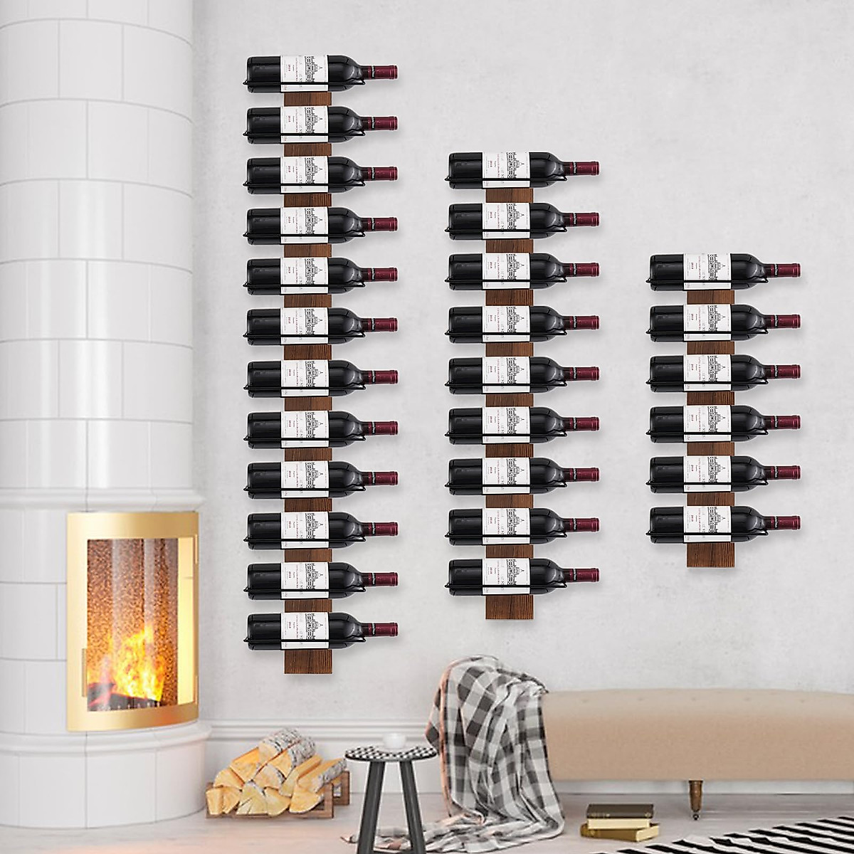 CBYJK Wine Rack Wall Mounted, Wall Wine Rack for 12 Wine Bottles, Wood Wine Racks for Wall, Wall Mounted Wine Rack for Bar, Cellars, Kitchen, Dining Room