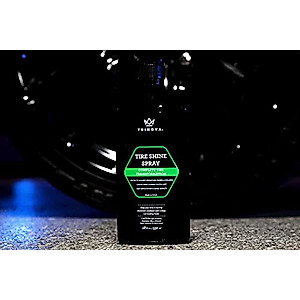 Trinova Tire Shine Spray No Wipe - Automotive Clear Coat Dressing for Wet & Slick Finish - Keeps Tires Black - with Rubber Protector - Prevents Fading & Yellowing - 18 OZ