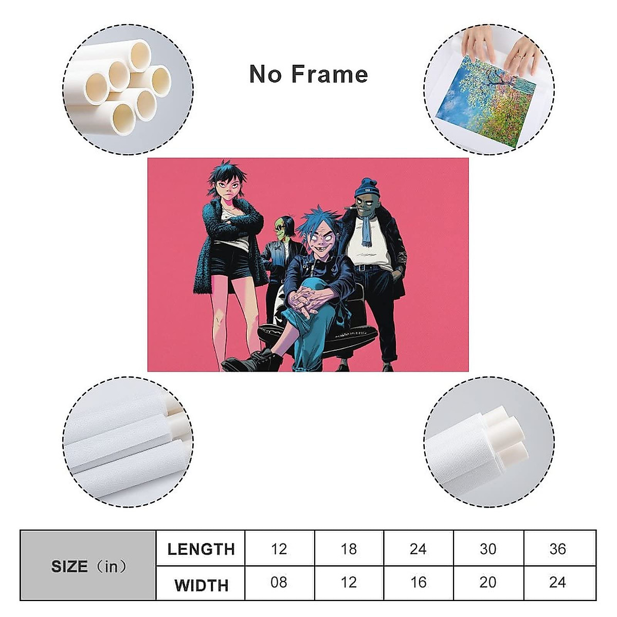 Fotuven England Rock Music Gorillaz Poster Canvas Art Poster And Wall Art Picture Print Modern Family Bedroom Decor Posters Unframe 12x18inch(30x45cm)