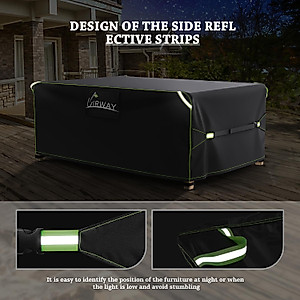 UIRWAY Patio Furniture Covers Waterproof, 96"L x 63"W x 40"H Outdoor Sectional Sofa Covers for Winter with Air Vent, 420D Heavy Duty Outdoor Coffee Table Chair Cover Rectangular with Reflective Strips