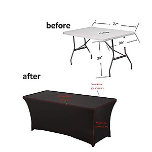 HAORUI 6pcs Stretch Tablecloth 6ft Spandex Table Cover for Craft Exhibitions Wedding Party Show (6ft Black)