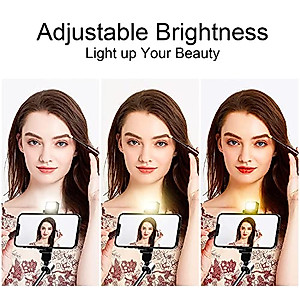 ACEHE Selfie Stick Tripod [Upgraded Stable Version] Fill Light & All in 1 Portable Bluetooth Selfie Stick with Remote Phone Tripod Stand, Cell Phone Tripod for iPhone & Android Smartphone -Black