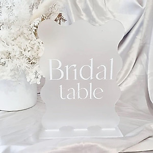 Frosted Acrylic Wave Sign with Stand-10 Pack 5x7 Inch Wavy Shape Acrylic Blank Table Signs and Base, DIY Wedding Table Numbers, Wedding Signage, Events& Parties (Frosted, 5x7 Inch)