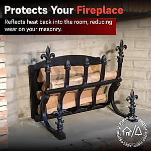 Grate Wall of Fire Model RF-5 Reflective Fireback – 21" Wide x 15.5" Tall, 1/2" Thick Steel – Boosts Fireplace Heat, One-Piece Design, Made in The USA – Compatible with Any Fireplace Grate