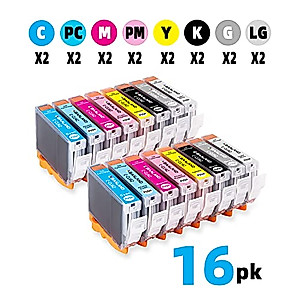 CLI42 CLI-42 Ink Cartridges Replacement for Canon Pixma Pro-100 Pro-100S Inkjet Printer (2BK, 2C 2M 2Y 2PC 2PM 2GY 2LGY 16-Pack)