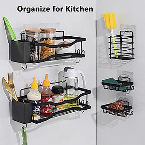 ZUIKEMX Shower Caddy, No Drilling Bathroom Organizers and Storage Racks, Rustproof, Large Capacity, Self Adhesive Shower Shelves for Bathroom Storage Organization, Home Decor, Kitchen