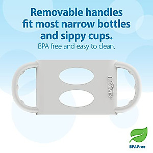 Dr. Brown’s® Milestones™ Wide-Neck Sippy Bottle with 100% Silicone Handles, Easy-Grip Bottle with Soft Sippy Spout, 9oz/270mL, BPA Free, Light-Blue & Gray, 2 Pack, 6m+