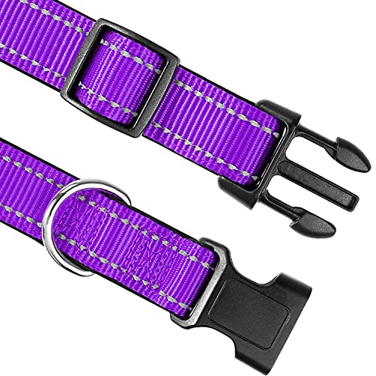 Joytale Reflective Dog Collar,Soft Neoprene Padded Breathable Nylon Pet Collar Adjustable for Medium Dogs,Purple,M