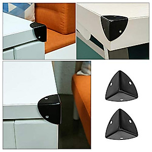 12pcs Black Corner Brace Decorative Protectors Wrap Angle Edge Guard Cover Brackets 25mm for Wooden Case Trunk Box Flightcases