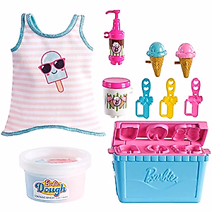Barbie Cooking & Baking Accessory Pack with Ice Cream-Themed Pieces, Including Tank Top for Doll, Cooler Mold & Container of Molded Dough, Ages 4 Years Old & Up, Multi