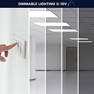 LUXRITE 8-Pack 2x4 FT LED Flat Panel Lights, 3CCT Selectable 3500K 4000K 5000K, 30W 40W 50W Tunable, Up to 6250LM, 0-10V Dimmable, Drop Ceiling Lights, 120-277V, IC Rated, DLC, ETL - Office Lighting