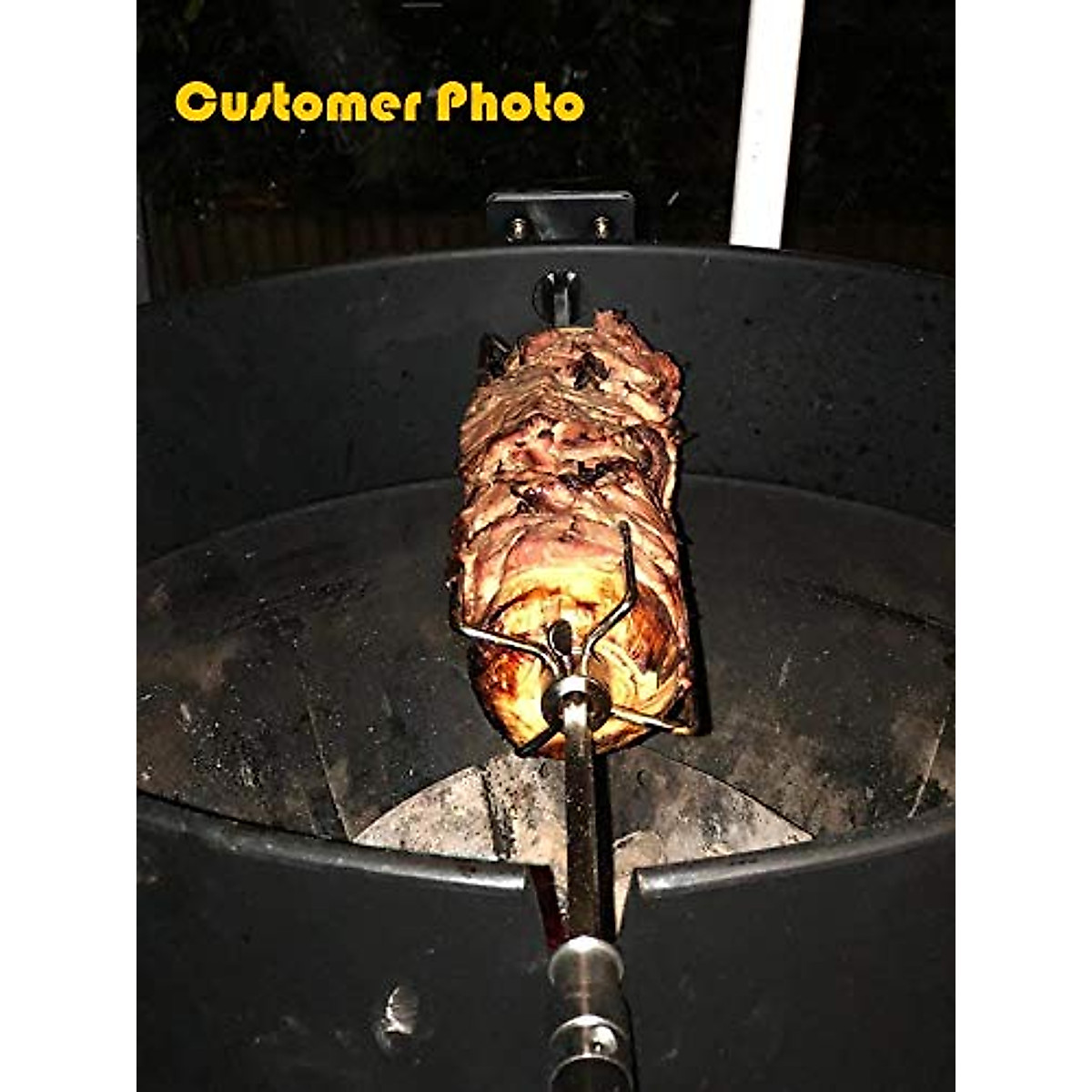 Pugmiia Onlyfire BRK-6025 Enamelled Rotisserie Ring Kit Fits Weber 57CM Charcoal Kettle Grill with Electric Motor for UK fits Most Others 57 cm Kettle BBQ