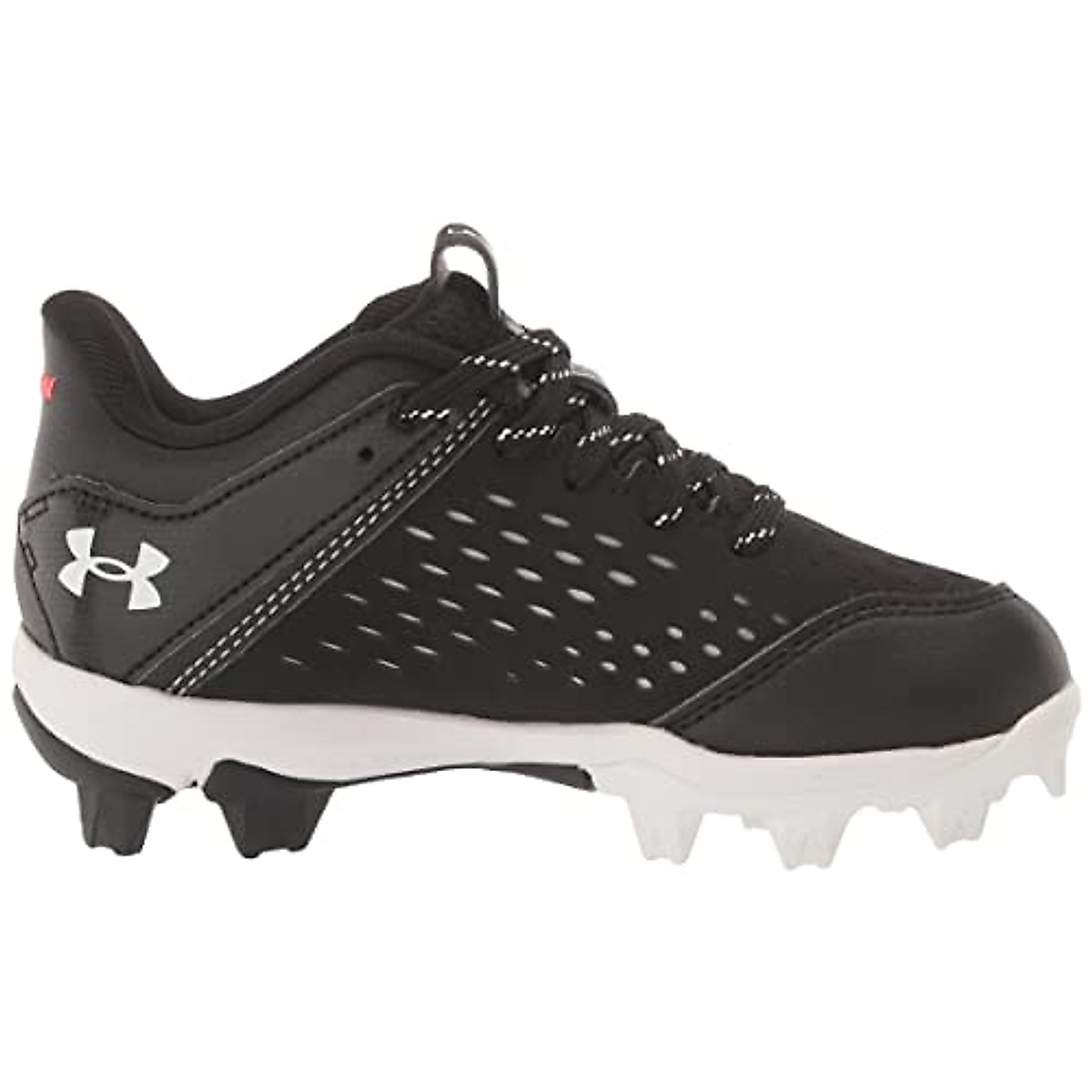 Under Armour Baby Boys Leadoff Low Junior Rubber Molded Cleat Baseball Shoe, (001) Black/Black/White, 12 Little Kid US