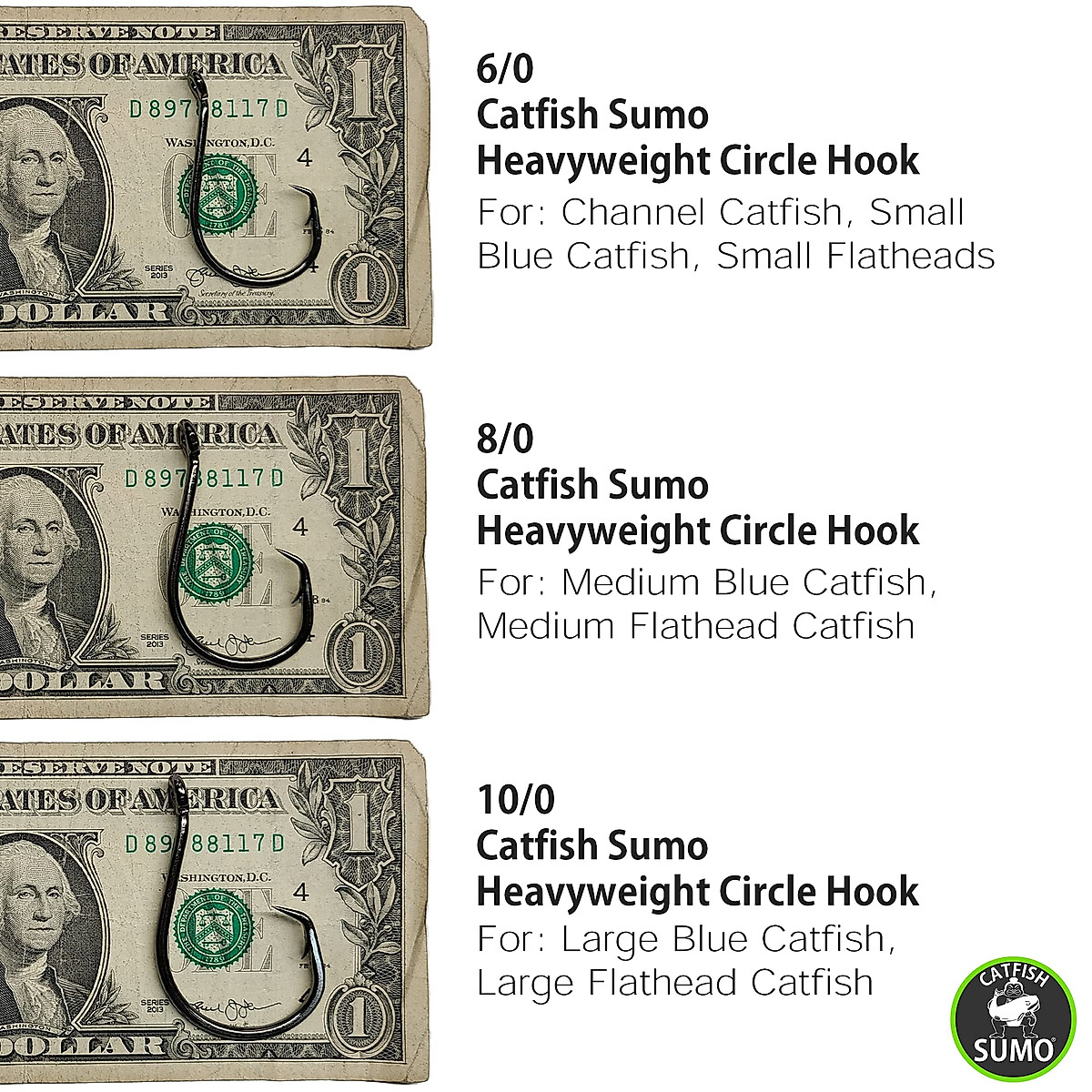 Heavyweight Catfish Hooks - Offset Octopus Circle Hooks - 25 Pack (6/0)