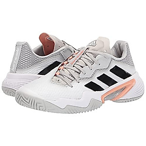 adidas Women's Barricade 12 Tennis Shoe, White/Silver Metallic/Ambient Blush, 8