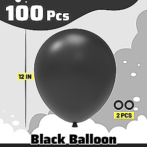 Sharlity Black Balloons, 100 Pcs Black Balloons 12 Inch Black Latex Balloons for Graduation New Year Birthday Anniversary Party Decorations
