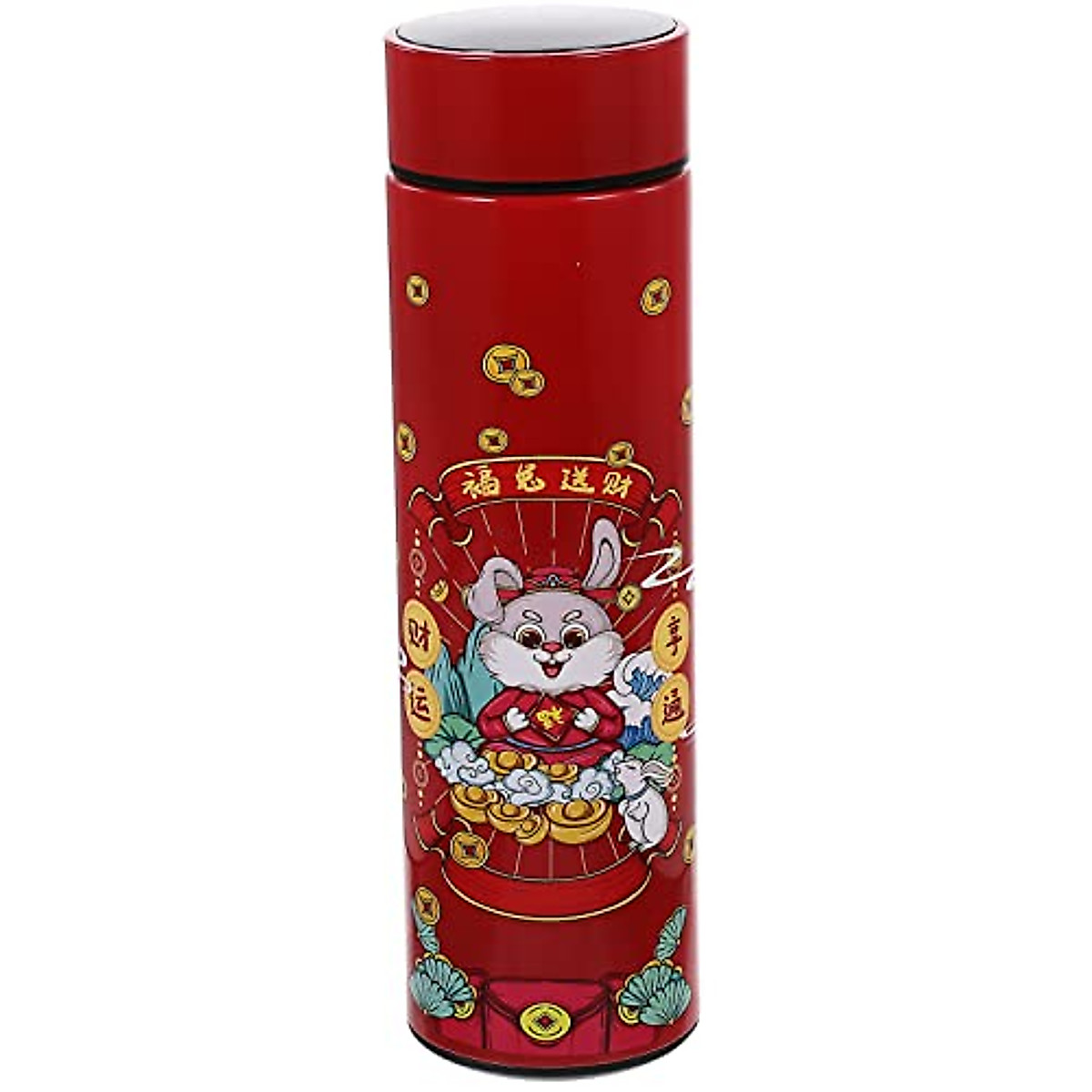 LIFKOME Double Insulated Water Bottle Vacuum Insulated Bottle 2023 Chinese New Year Water Bottle Year of The Rabbit Tumbler Thermal Mug for Coffee Tea Milk Hot Drinkings Lid Color 2