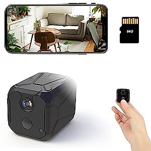 Spy Camera Hidden WiFi Mini 4K Wireless Indoor IP Cam Secret Nanny Security Surveillance for Baby Pet with Phone App AI Human Detection Alarm Push Cloud/64GB Night Vision 100 Day Standby Battery Life
