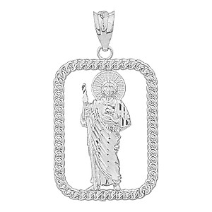 .925 Sterling Silver 1-1/2" Christian Saint Jude Thaddeus Patron Saint of Lost Causes Pendant - Pendant Only