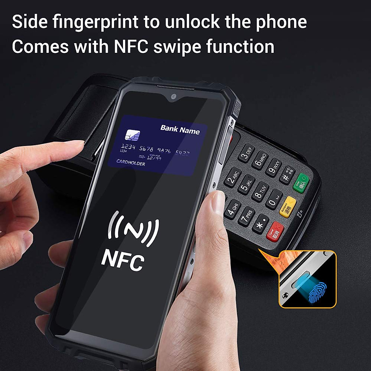 OUKITEL-WP8-Pro Smartphone Fingerprint Rugged Phones - 6.49”Display, 4/64GB Dual SIM IP68 Waterproof Unlocked Cell Phones, 16MP Triple Camera Face ID GPS NFC,US Version,AT&T,Orange