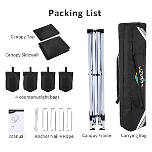 COBIZI 10x10 Ez Pop Up Canopy Tent with 4 Sidewalls Commercial Instant Gazebo Tents for Parties,Waterproof Adjustable Outdoor Patio 10x10 Heavy Duty Canopy Party Tent with 4 Sand Bags,8 Stakes(Black)