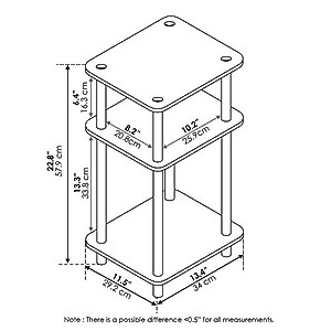 Furinno Turn-N-Tube 5 Tier Corner Display Rack Multipurpose Shelving Unit, Espresso/Black & Just 3-Tier Turn-N-Tube End Table/Side Table/Night Stand/Bedside Table with Plastic Poles, White/White