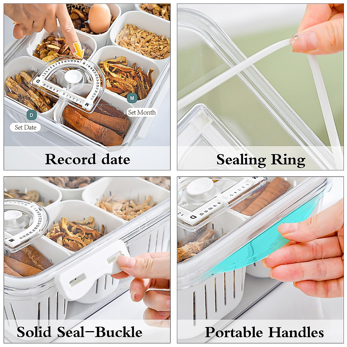 MANO 2pack Serving Trays for Party Divided Veggie Tray with Lid Sealed Sectioned Fruit Snack Serving Platter Vegetable Storage with 6 Compartments Snackle Box Charcuterie Container Fridge Organizer