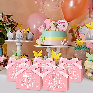 Saypacck 25 Sets 1st Birthday Party Favors Wonderful 1st Birthday Gift Bags with Handles Baby 1st Birthday Decorations 1st Birthday Treat Bag, 5.51 x 2.36 x 4.72 Inches
