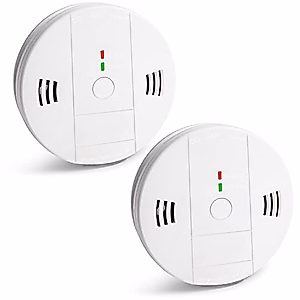 Combination Smoke and Carbon Monoxide Detector Alarm, Beeps Warning Smoke Co Alarm Clock for Travel Home Bedroom Living Room Car Basement Attics, Battery Operated, Comply with UL 217/2034, 2-Pack