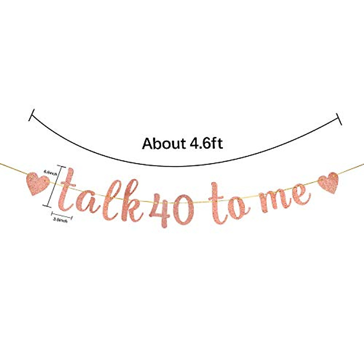 INNORU Glitter Talk 40 To Me Banner - Happy 40th Birthday Anniversary Sign Banner - Cheers to 40 Years Party Bunting Decorations Rose Gold