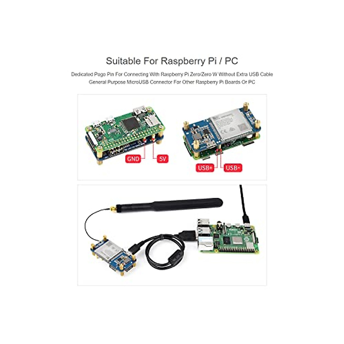 Waveshare SIM7600G-H 4G HAT (B) for Raspberry Pi Supports LTE Cat-4 4G/3G/2G GNSS Positioning Global Band