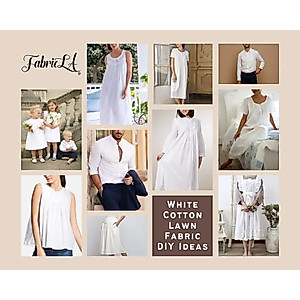 White Cotton Fabric by The Yard | 60” inches Wide Lining Fabric | 5 Yard Cotton Fabric | 75 GSM Thin Lightweight 100% Cotton Fabric | Cotton Lawn Fabric by The Yard | Fabric by The Yard Cotton
