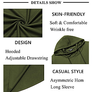 COOFANDY Mens Casual Hooded Poncho Cape Cloak Irregular Hem Hoodie Pullover,Army Green,X-Large