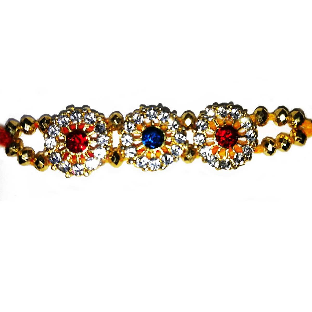 Best Rakhi,Diamond Rakhi,Set of Two Rakhi,Rakhi Threads, Raksha bandhan Strand Bracelets Gift for Your Brother/Siblings - Bhai & Multicolored Hand Made Rakhi Set (Rakhi Pattern 1)