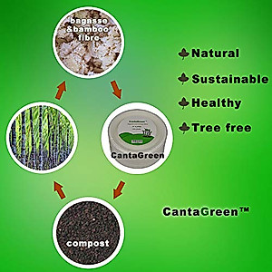 CantaGreen 12 OZ Compostable Bowls,100 Count Heavyduty Sugarcane/Bagasse and Bamboo Fibre Biodegradable Disposable Paper Bowls