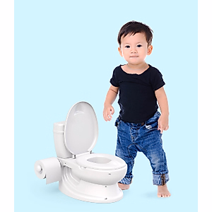 Toylet Potty Training Toilet Seat | Toddler Potty Training with Comfy Seat Cover, Tank Storage & Paper Roll Holder | Easy to Empty and Clean | Soft & Comfortable Potty Trainer for Boys & Girls (White)
