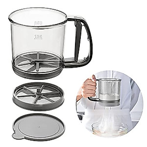 Flour Sifter for Baking, Double-Layer Extra Fine Mesh Sieve Strainer, Handheld Squeeze Powdered Sugar Sifter for Kitchen