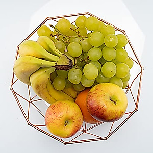 Fruit Bowl for Kitchen Counter - Fruit Basket for Kitchen Countertop - Copper Fruit Bowls Vintage Style - Keeps Fruits and Vegetables Fresh - 10.2 x 4.7 x 5.3 in…