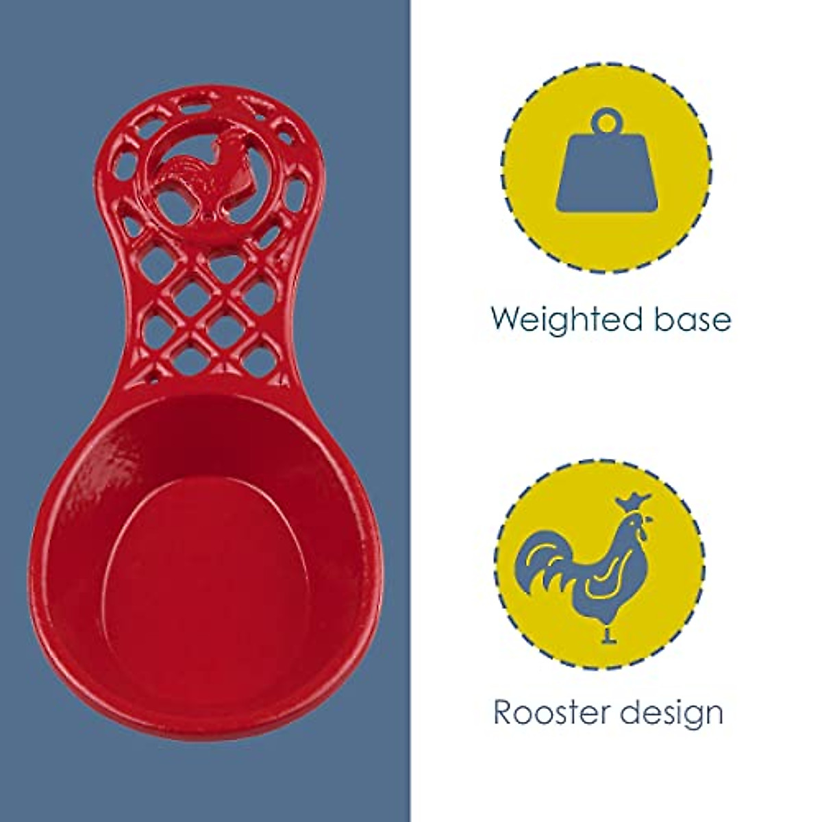 Home Basics Cast Iron Rooster Spoon Rest Sr44172, 7.62" x 3.50" x 1.37"