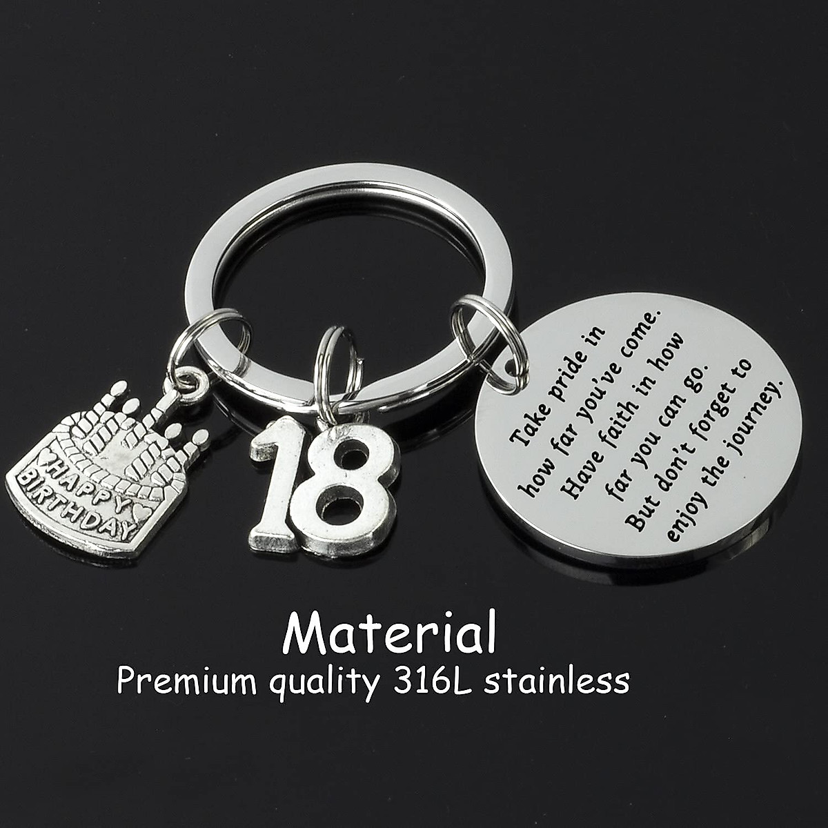 18th Birthday Gifts for Girls Take Pride in How Far You've Come and have Faith Key Chains Best Women Men Happy Eighteen 18th Birthday Keychain